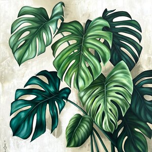 Oil Painting Monstera Artwork Home Decor Gifts Canvas Art - Etsy