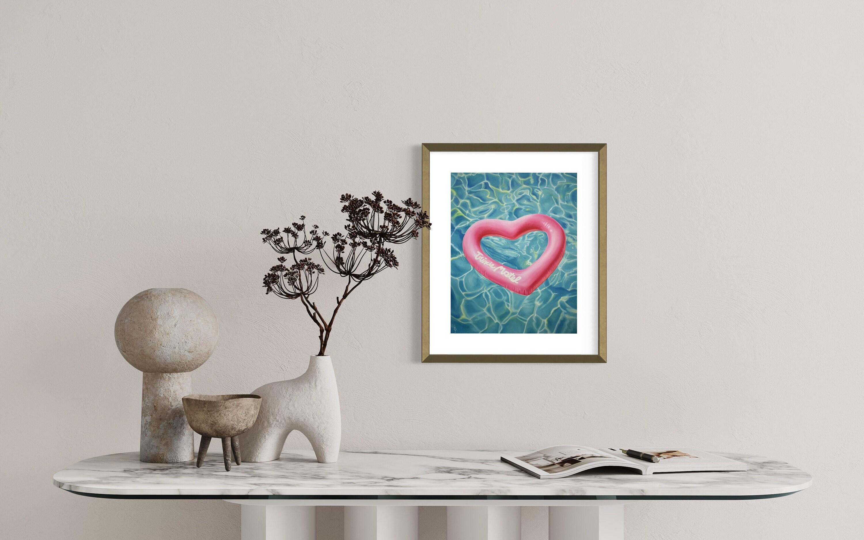 Modern Pool Art Print Pink Floatie Art Trixie Motel Home Decor Gift ...