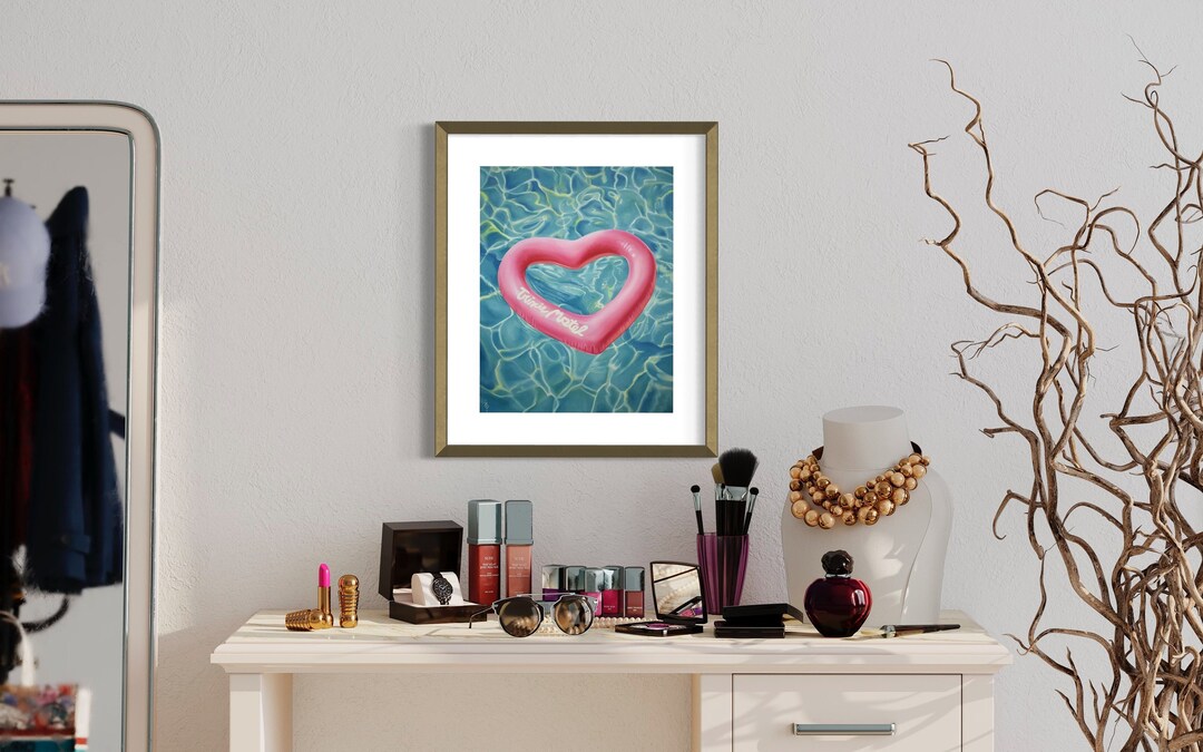 Modern Pool Art Print Pink Floatie Art Trixie Motel Home Decor Gift ...