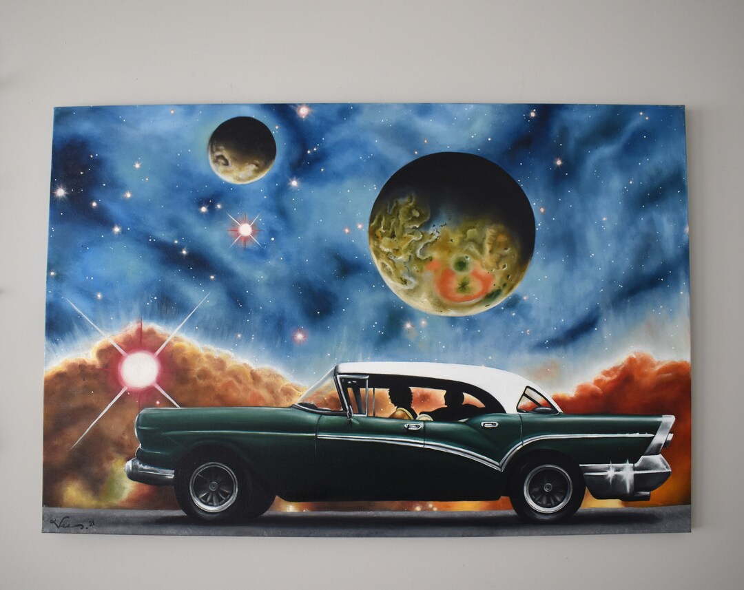 Surreal Galaxy Oil Painting 36 X 24 in on Canvas - Etsy