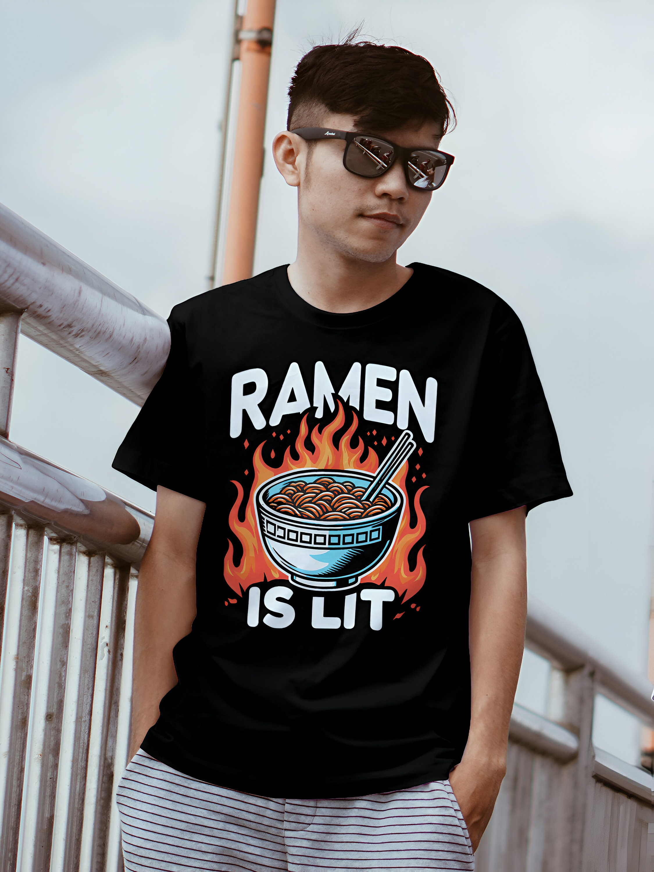 Ramen is Lit Funny Ramen Shirt, Japanese Noodle Tee, Foodie Gift Shirt ...