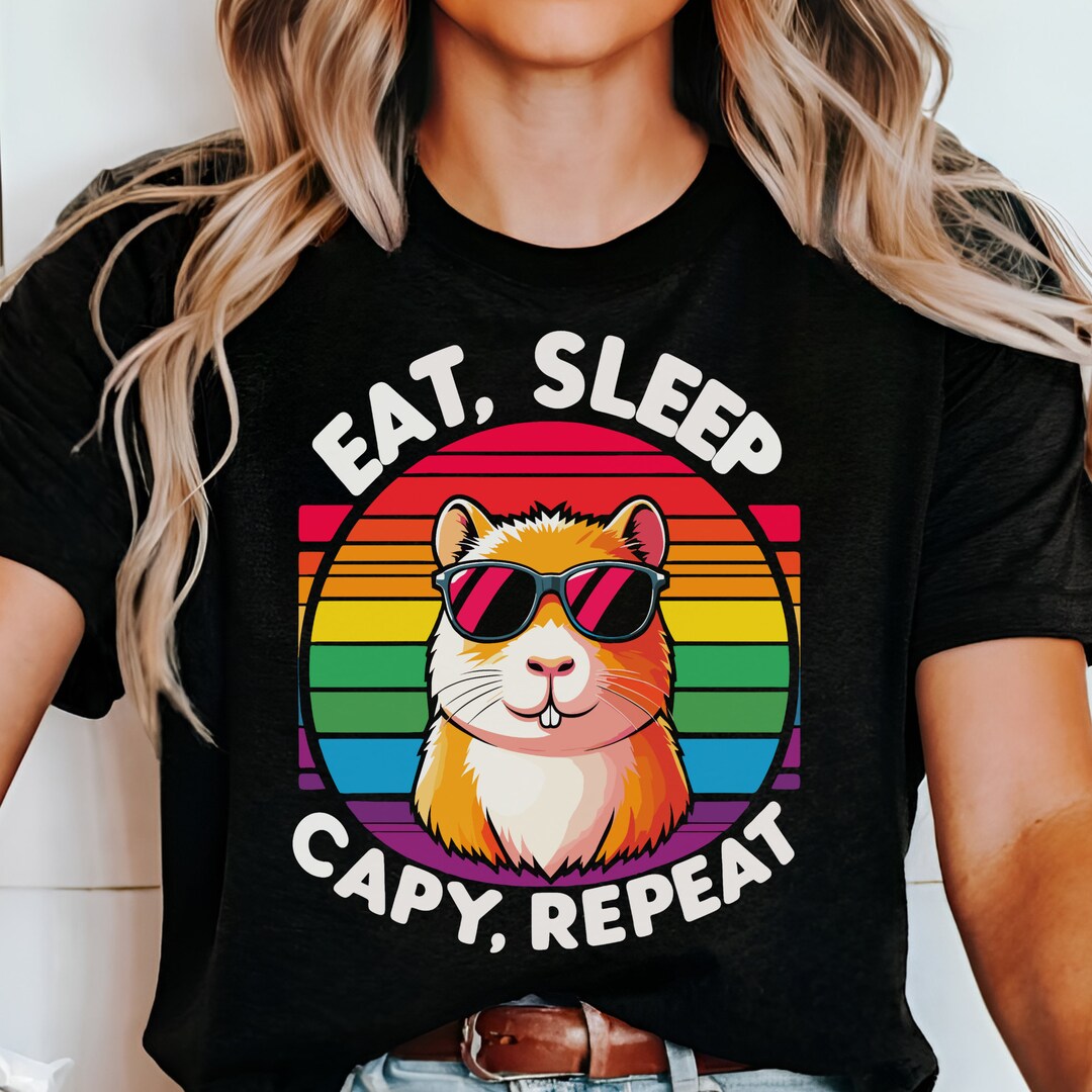 Capybara Shirt, Meme Shirt, Rat Rodent Shirt, Eat Sleep Capy Repeat ...
