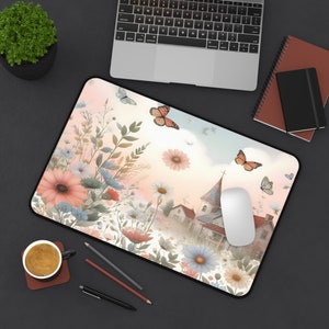 Cottagecore Watercolour Desk Mat, Floral Mouse Pad, Rustic Workspace ...