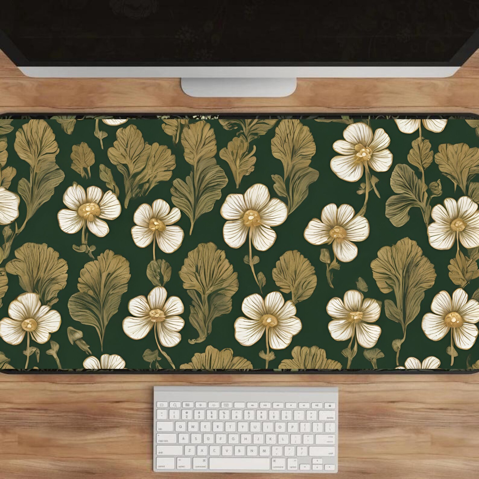 Dark Cottagecore Mat, Floral Desk Mat, Botanical Mouse Pad, Vintage ...
