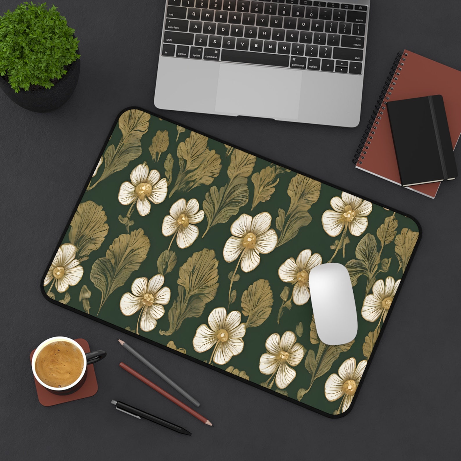 Dark Cottagecore Mat, Floral Desk Mat, Botanical Mouse Pad, Vintage ...