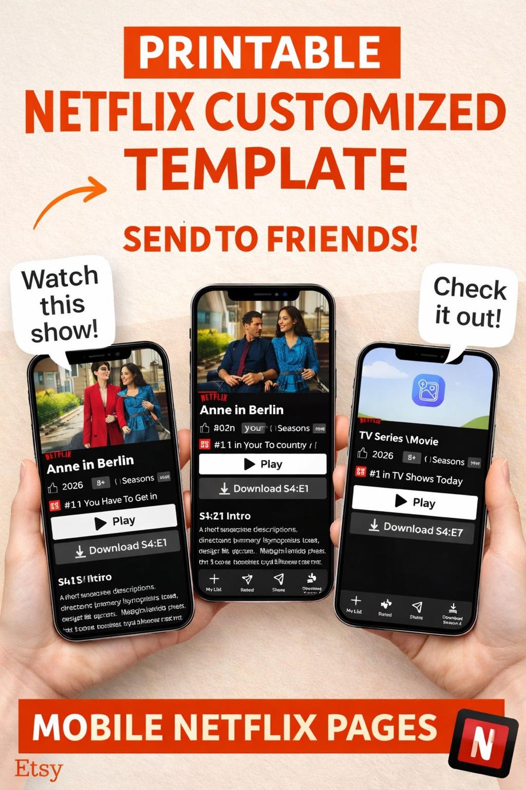 Editable Netflix Style Poster, Personalized Netflix Template Digital ...