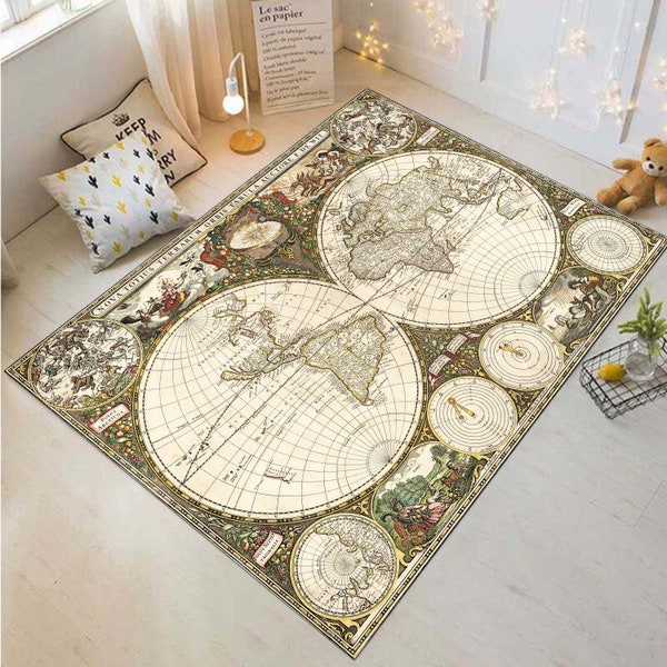 World Map Rug - Etsy