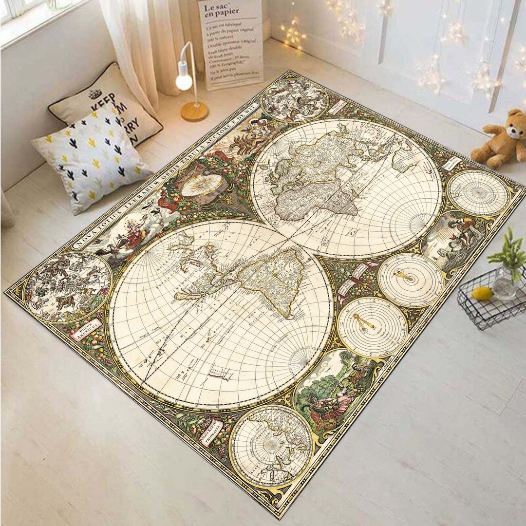 Modern Rug, Old World Map Rug, Vintage Map Rug, Vintage World Map Rug ...