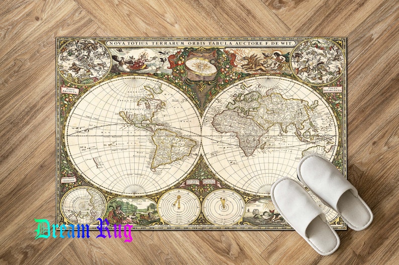 Modern Rug, Old World Map Rug, Vintage Map Rug, Vintage World Map Rug ...
