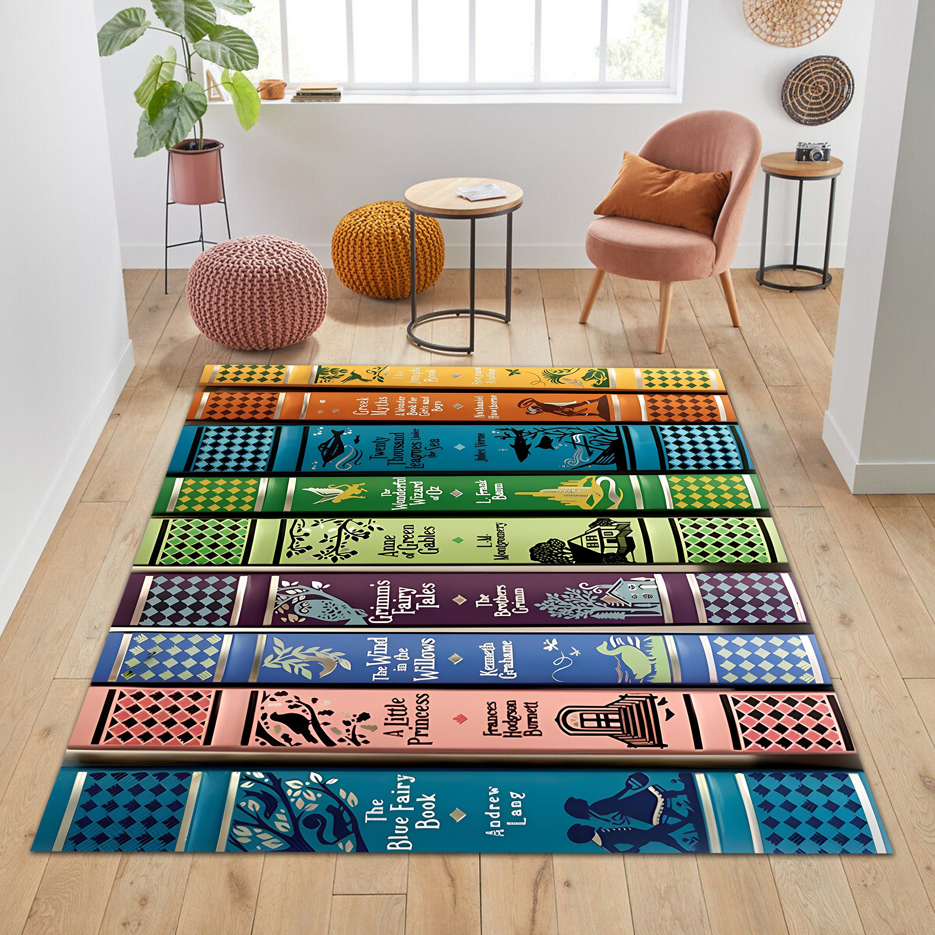 Stacked Books Rug, Library Rug, Library Runner, Book Gift, Learning ...