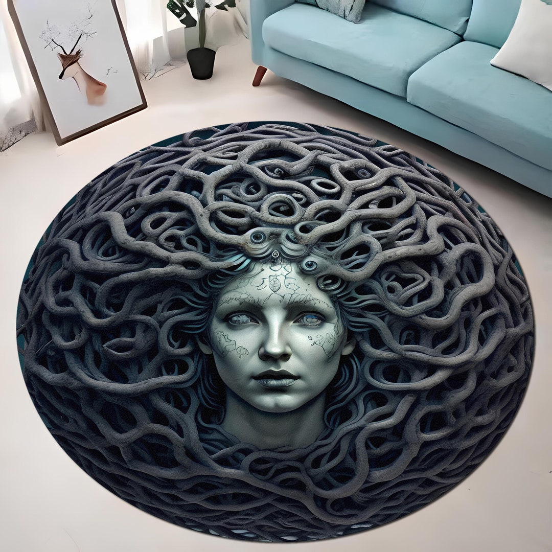 Medusa Rug, Minimalist Rug, Round Rug, Gothic Rug, Horror Rug ...