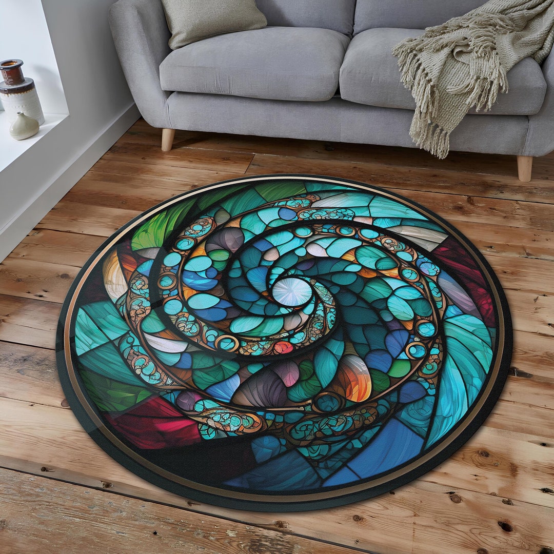 Stained Glass Window of Divine Fire Spirit Round Rug,circle Rug,chair ...