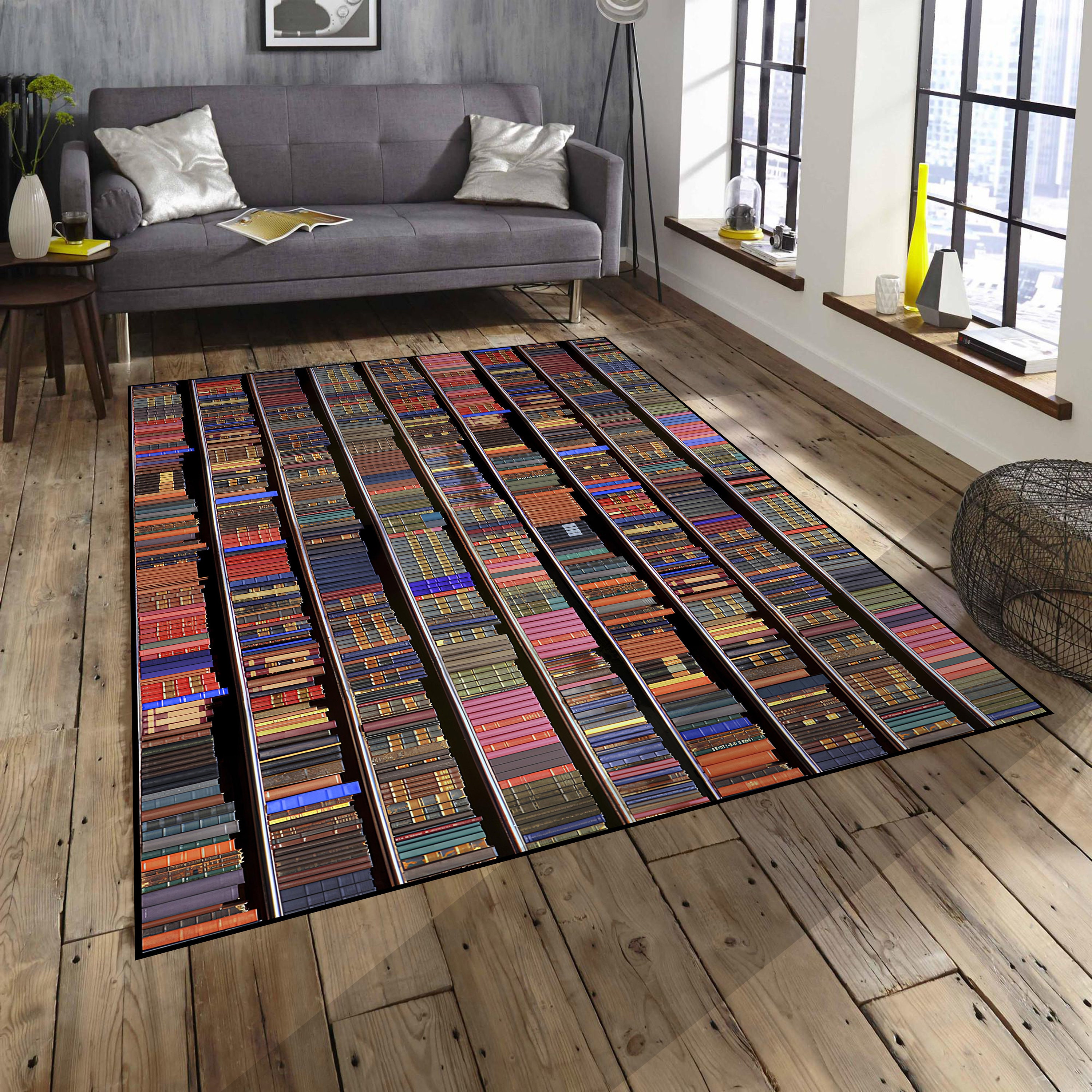 Stacked Books Rug, Library Rug, Library Runner, Book Gift, Learning ...