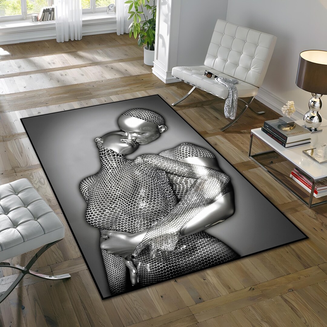 Modern Sculpture Rug, Gold Silver Rug, Trendy Rugs, Modern Rug, Home ...