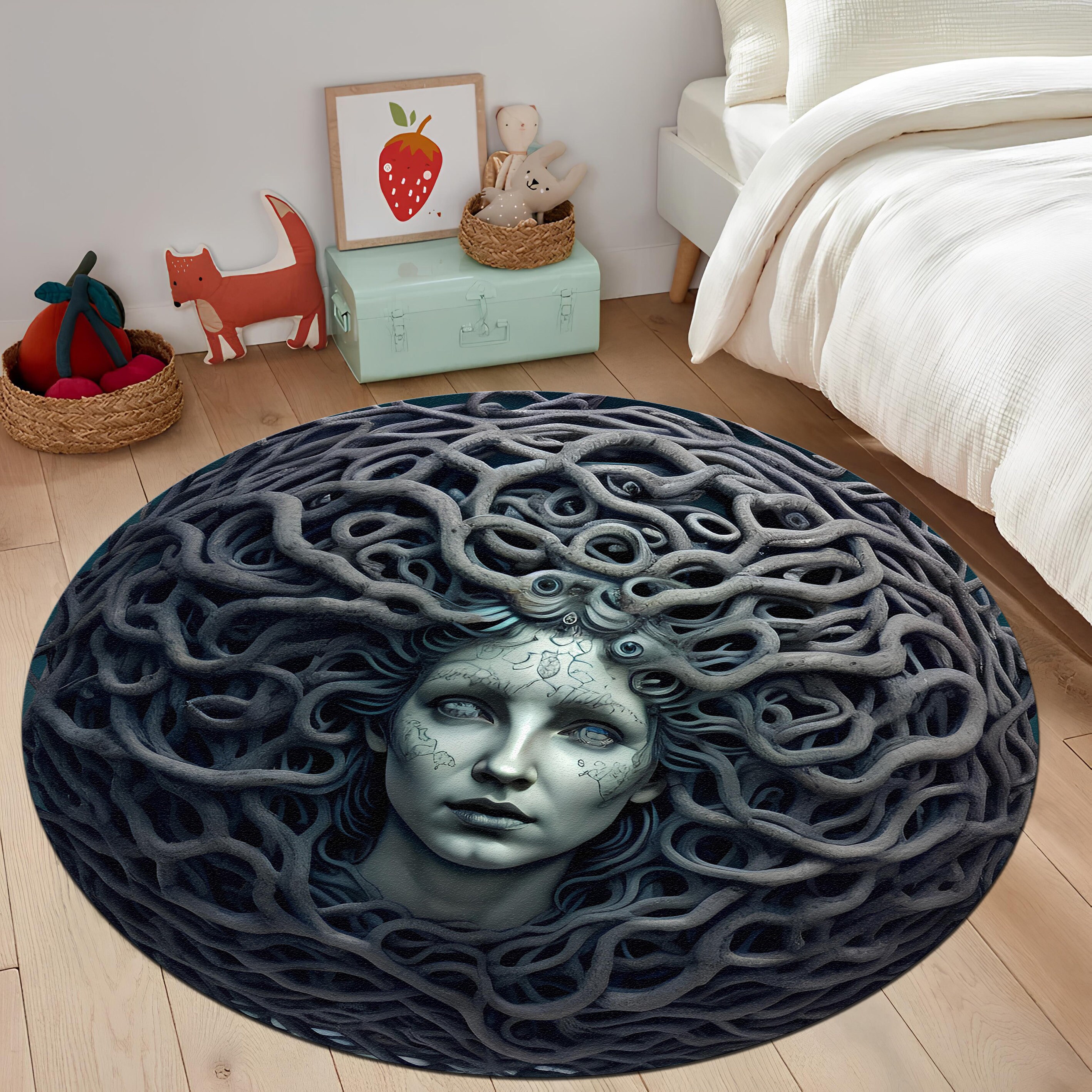 Medusa Rug, Minimalist Rug, Round Rug, Gothic Rug, Horror Rug ...