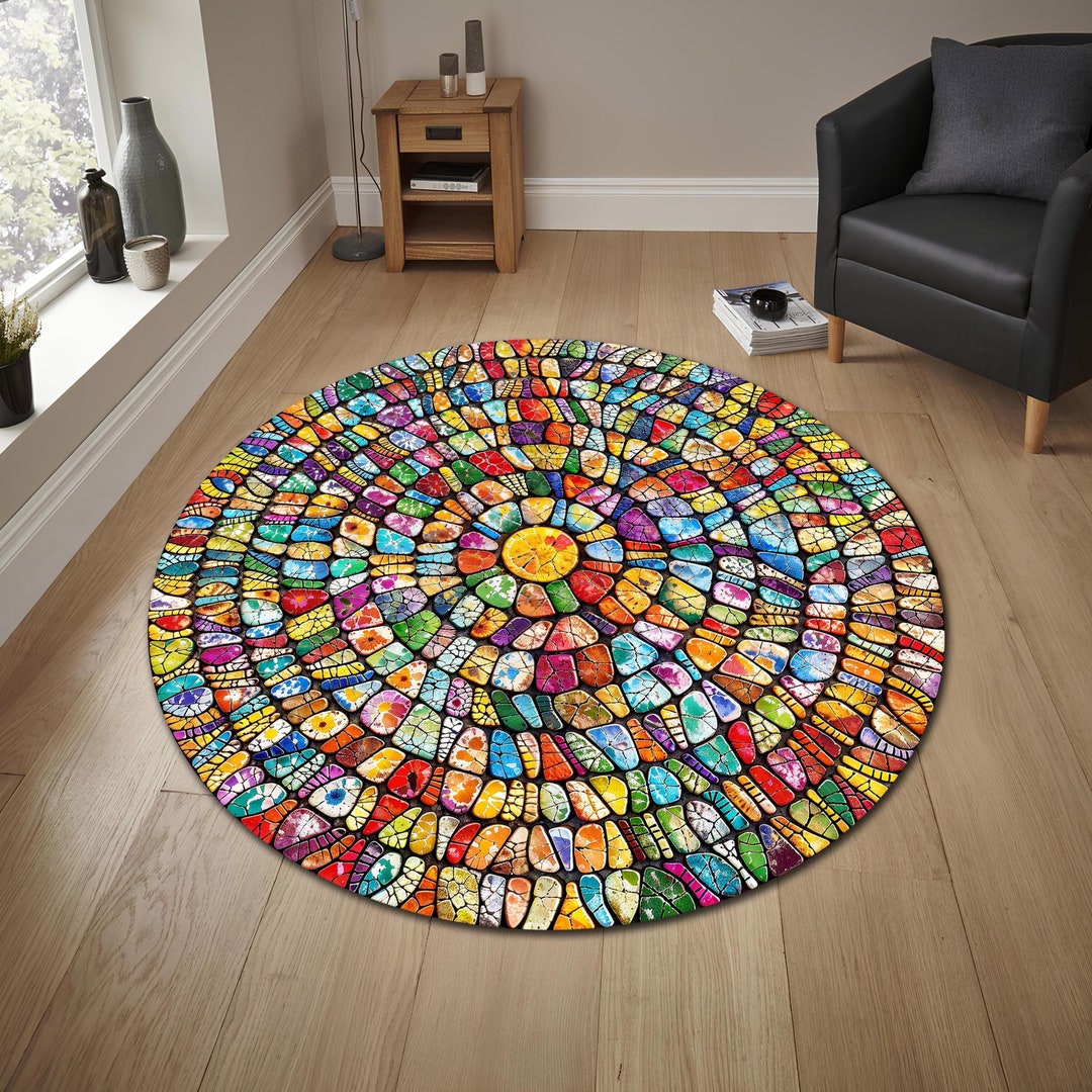 Stained Glass Window of Divine Fire Spirit Round Rug,circle Rug,chair ...