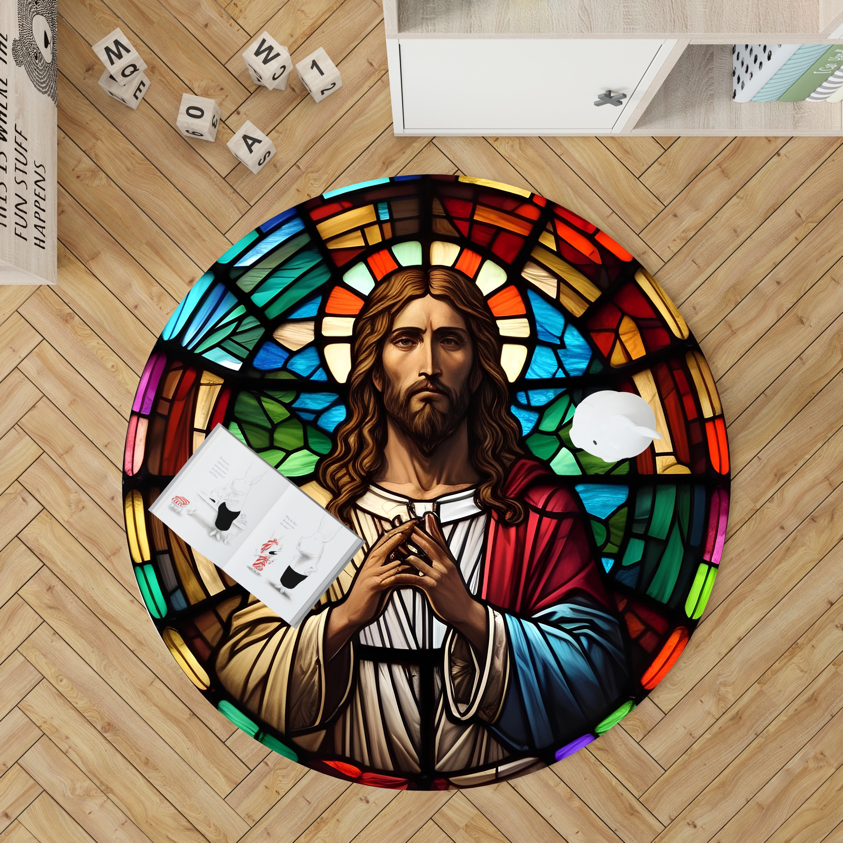 Jesus Rug, Round Rug, Christian Rug, Messiah Rug, Religious Rug, Gift ...