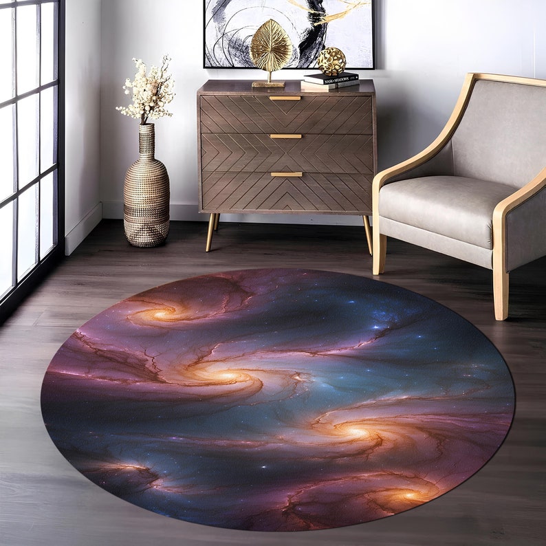 Milky Way Round Rug, Space Rug, Kids Rug, Galaxy Floor Rug, Galaxies ...