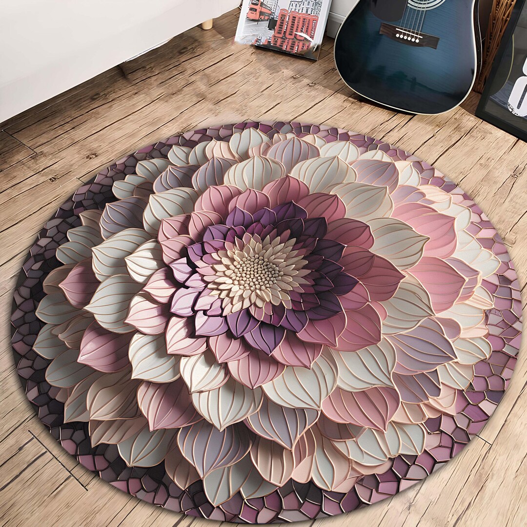 Pink Flower Round,flower Round Rug,flower Circle Rug,round Rug,circle ...
