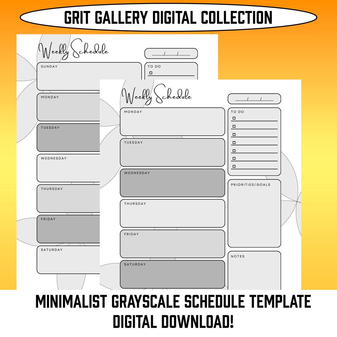 Simple Weekly Planner Printable, Minimalist Schedule Template (digital ...