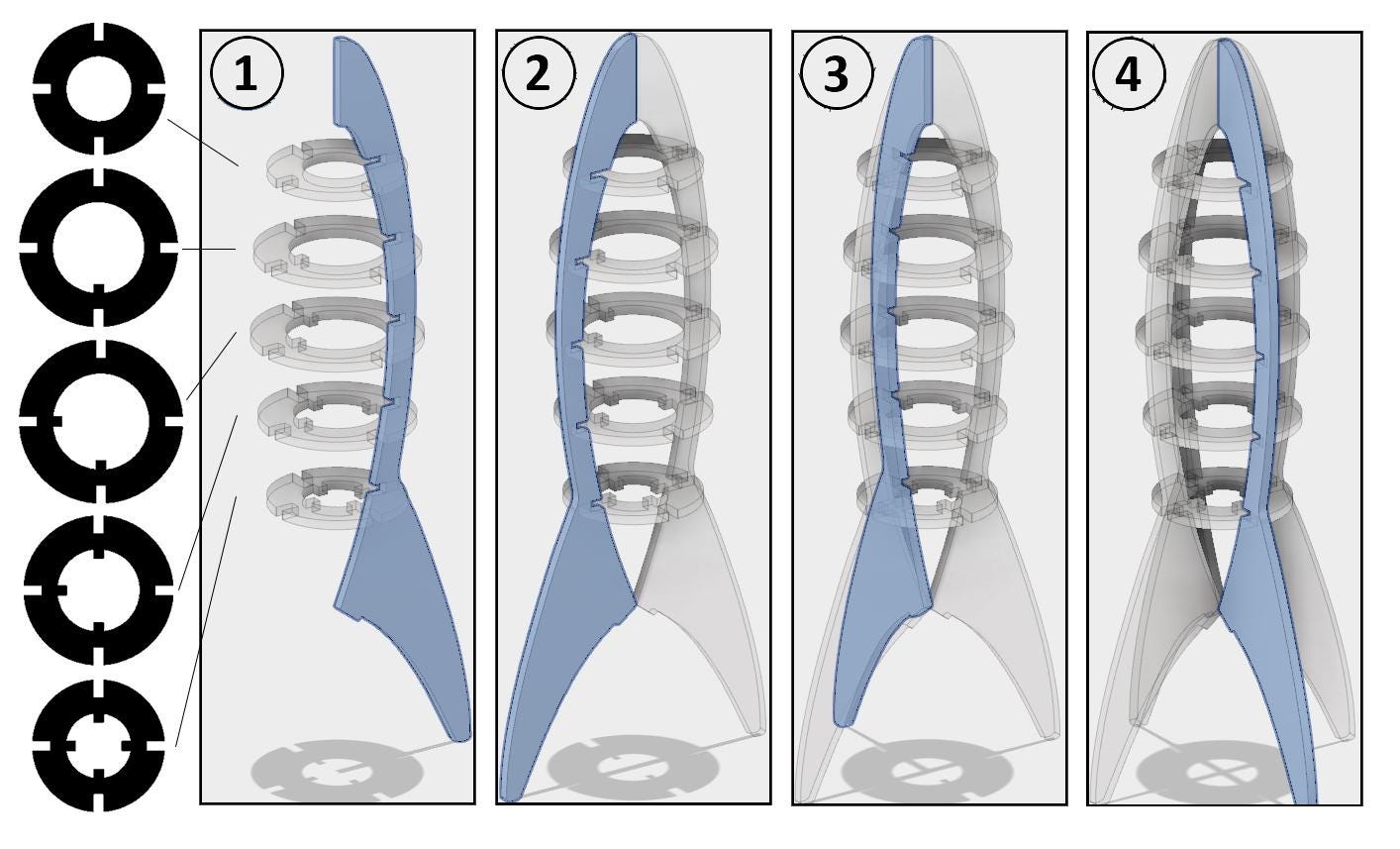3D Printed Mini Rocket Model Kit, Business Card Size Detachable DIY ...