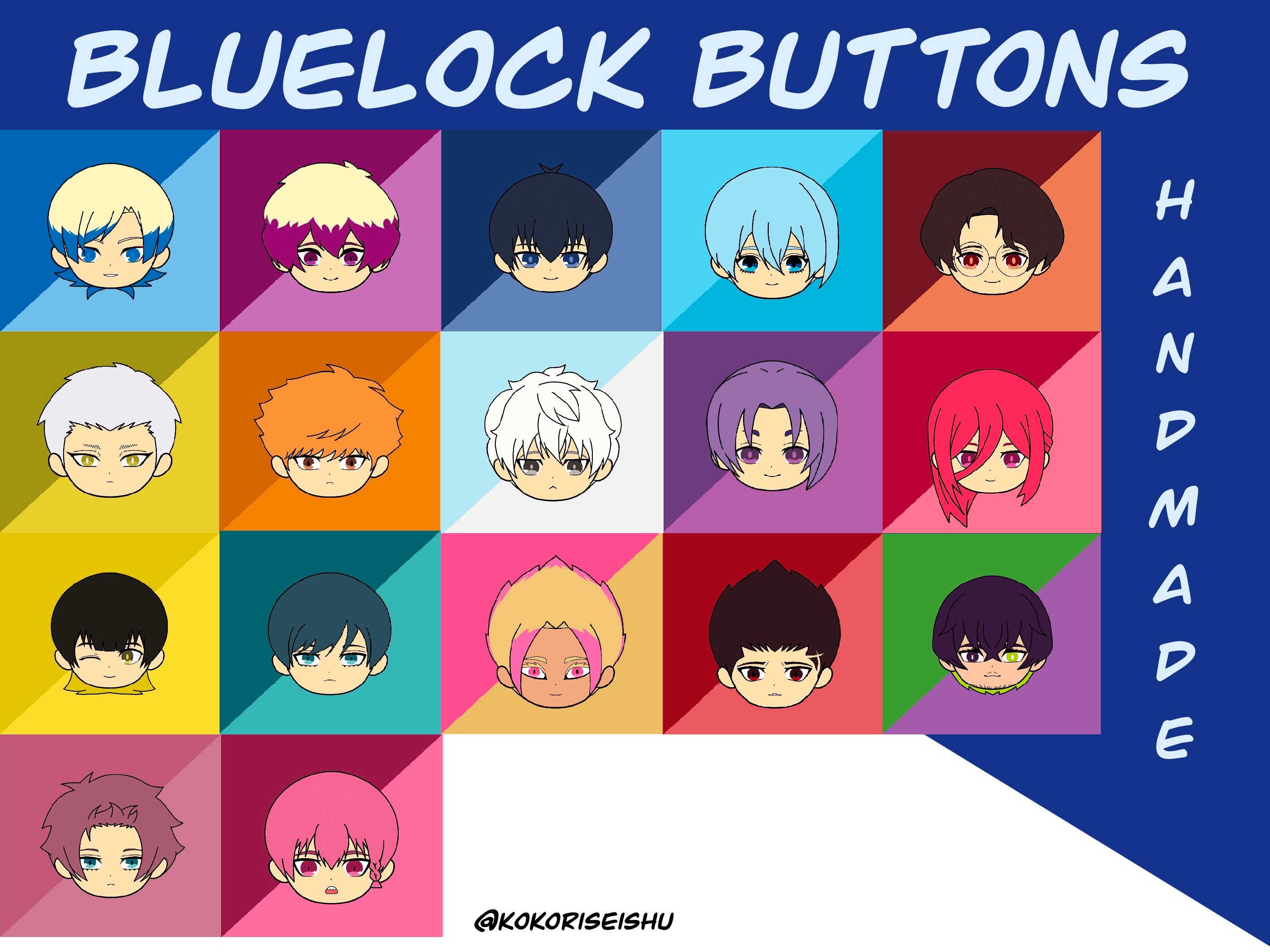 Blue Lock Buttons Pin Handmade BLLK - Etsy