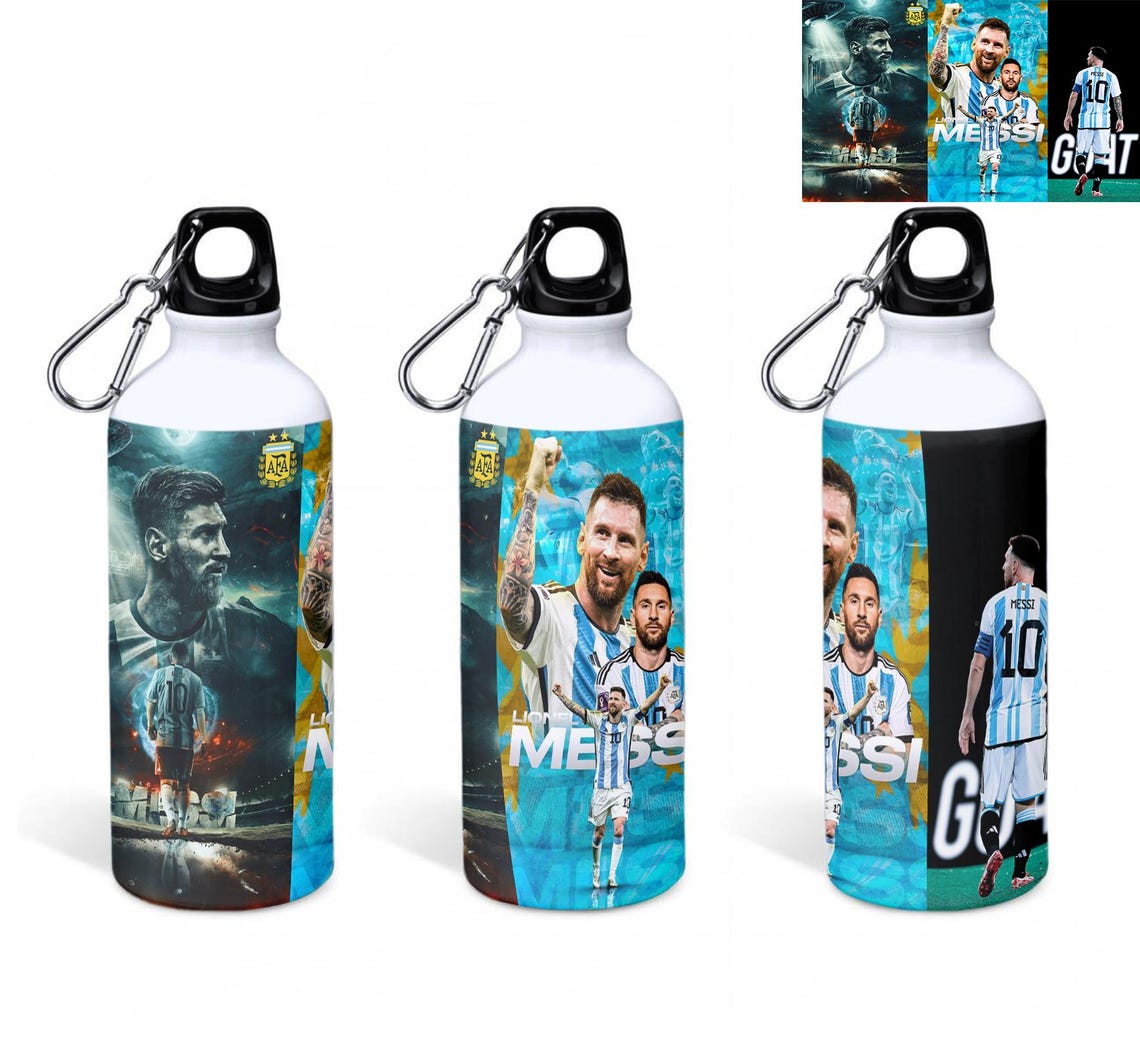 MESSI Water Bottle WITH SIGNATURE Special Argentina Cup Graphics ...
