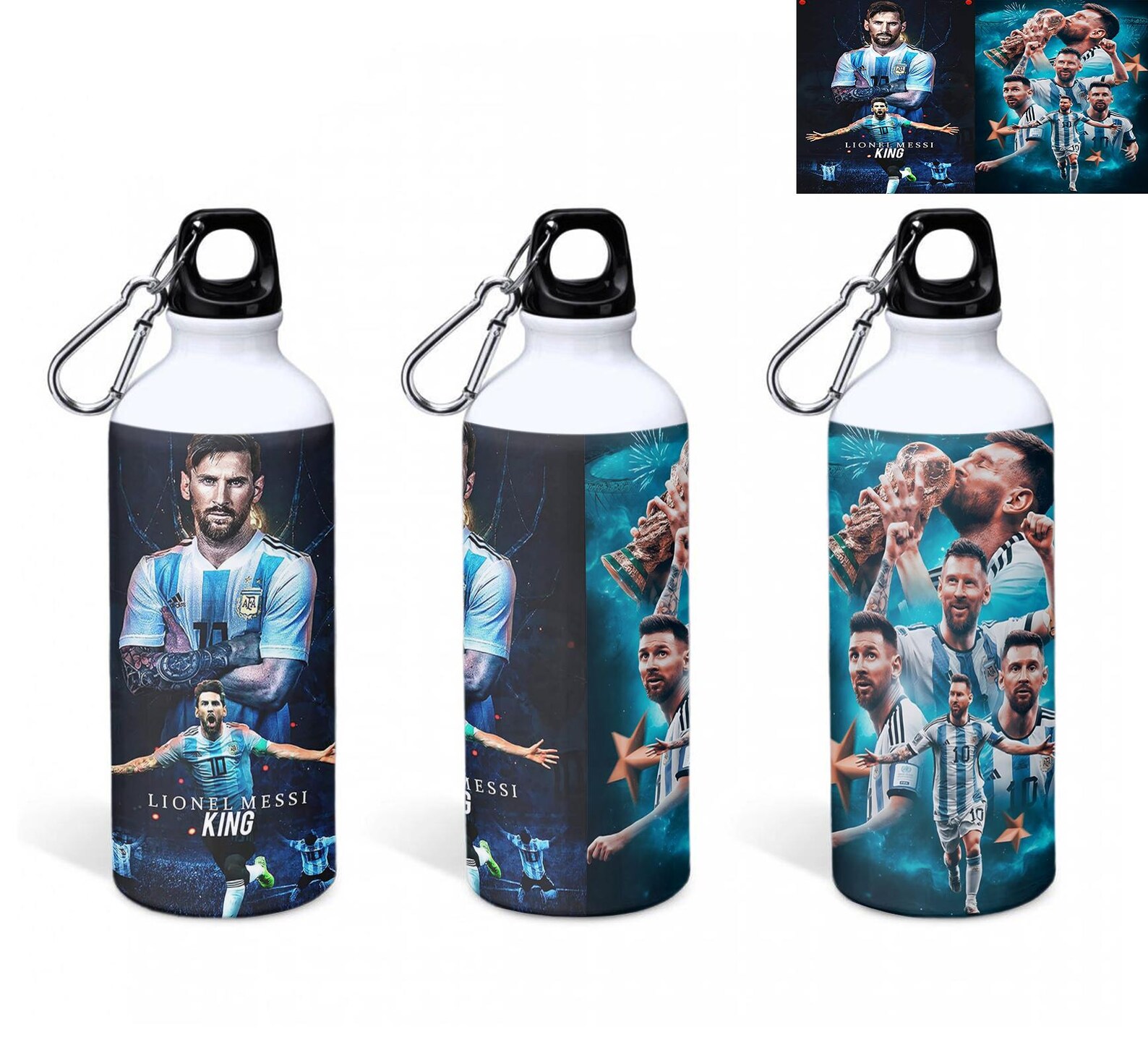 MESSI Water Bottle With Signature, Special Argentina Cup Graphics ...