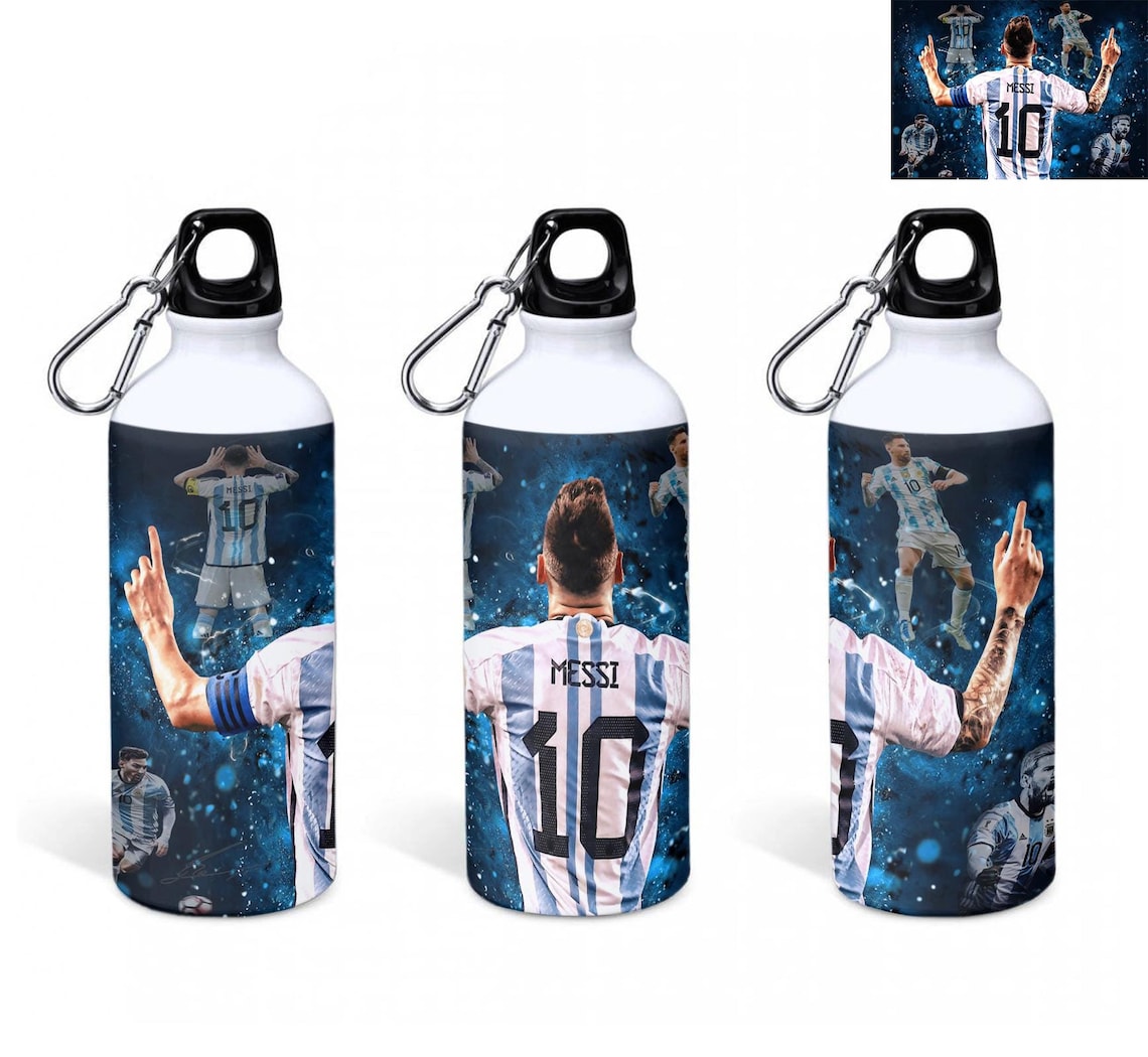 MESSI Water Bottle WITH SIGNATURE Special Argentina Cup Graphics ...