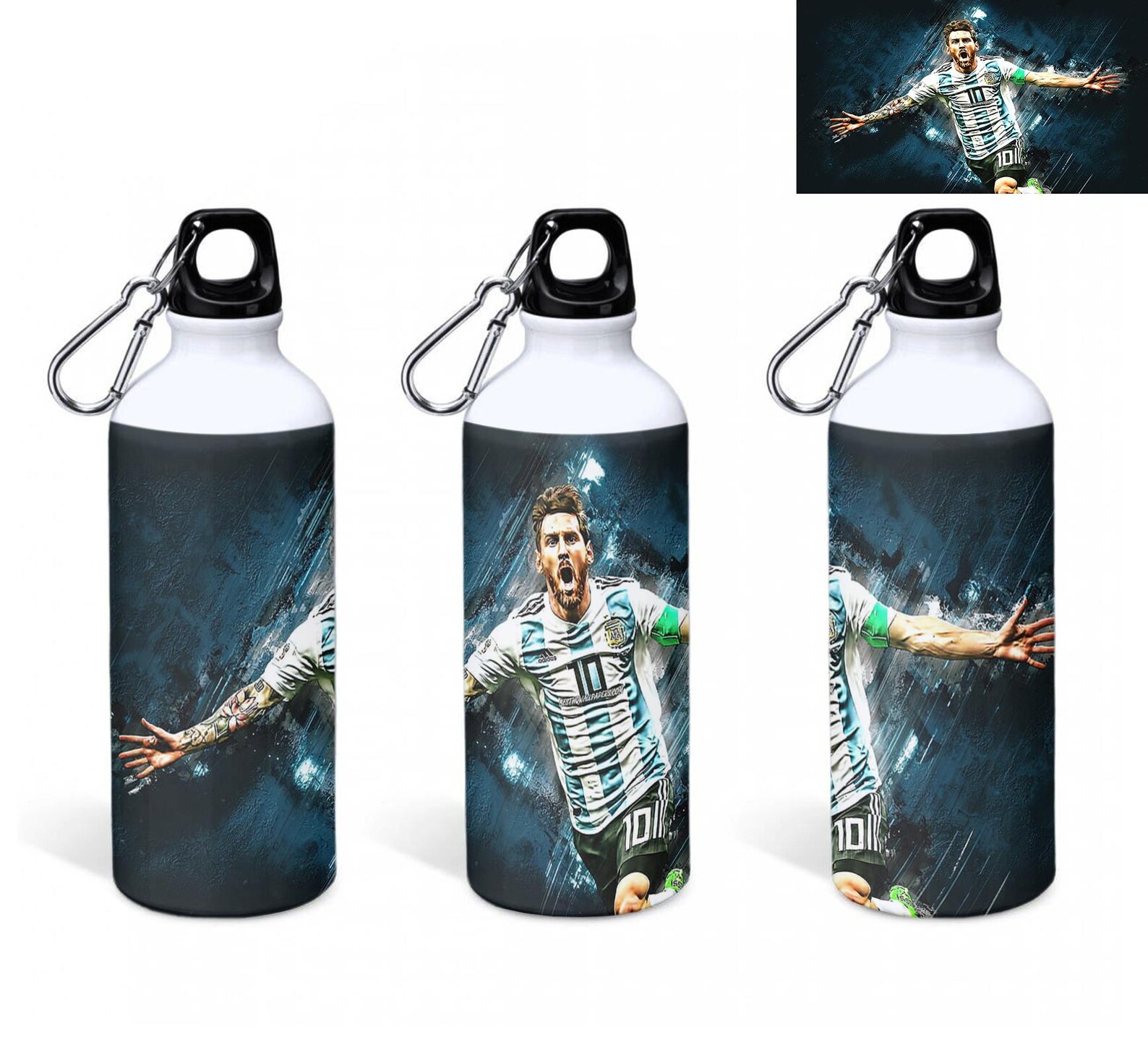 MESSI Water Bottle WITH SIGNATURE Special Argentina Cup Graphics ...