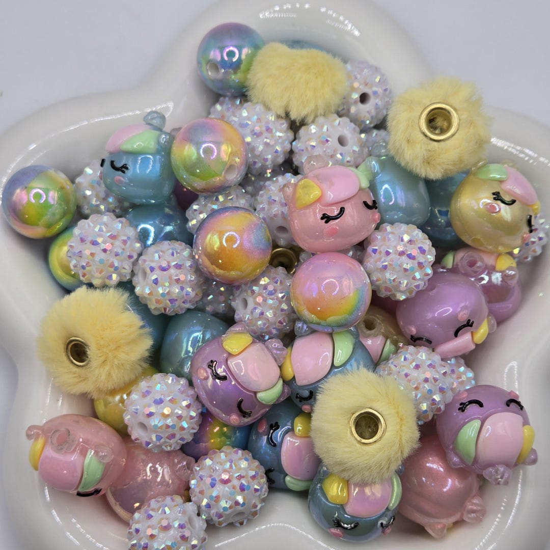 Pastel Unicorn Bead Soup for Keychains SET OF 20, Ab Rhinestone ...