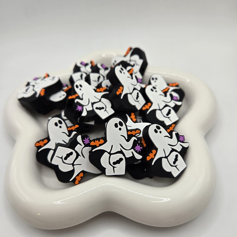 Naughty Ghost Halloween Silicone Beads for Keychains Focal Beads for ...