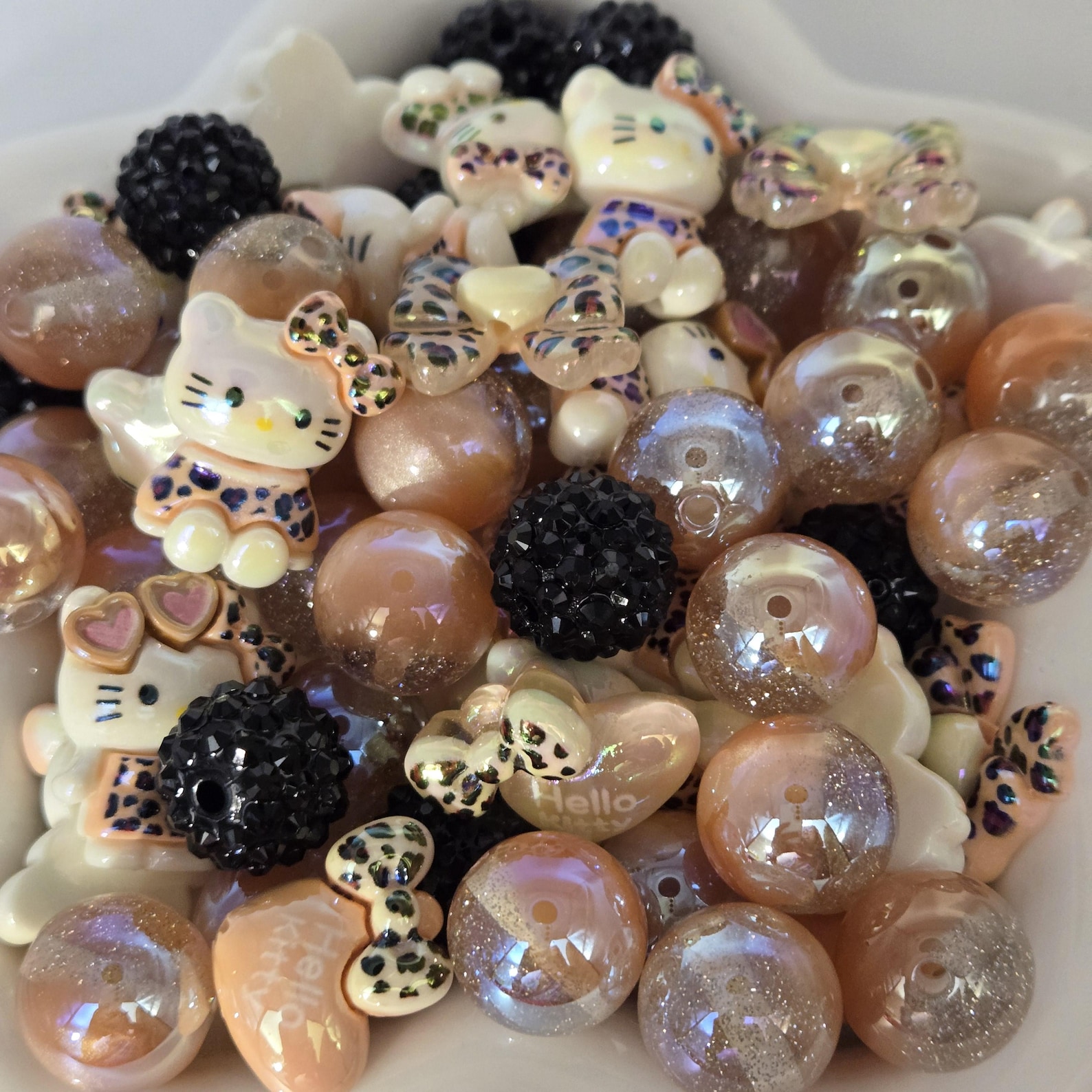 Cheetah Print Cute Kitty Bead Soup for Jewelry Making SET OF 20, Black ...