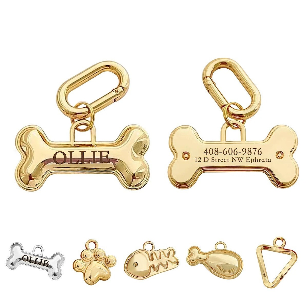 Custom Engraved Pet Name Tag - Personalized Dog and Cat Nameplate in ...