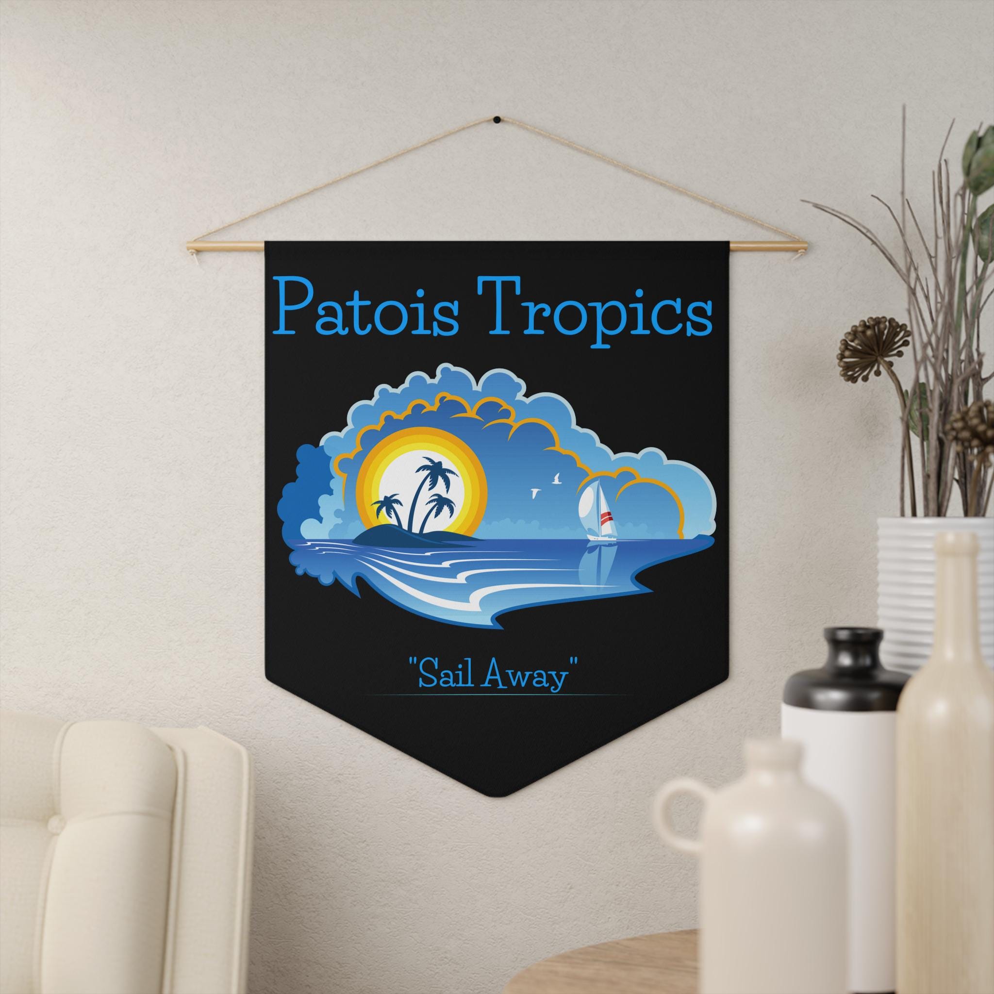 Coastal-themed Banner, Graphic Wall Design, Tropical Theme Pennant ...