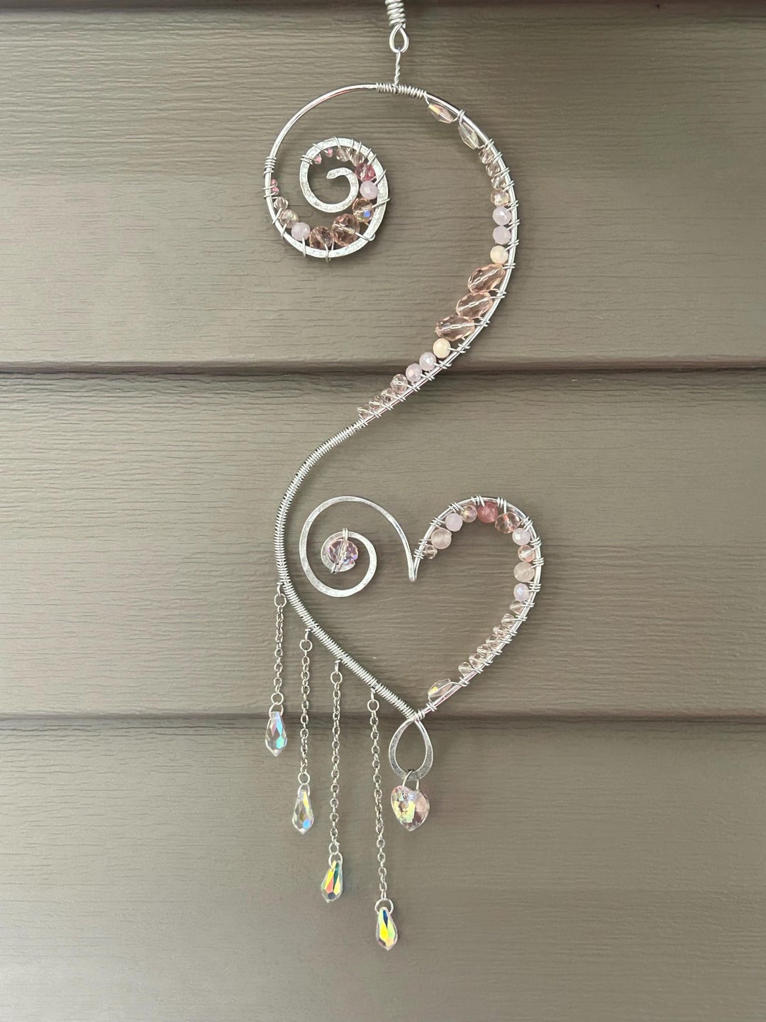 Pink Heart Sun Catcher - Etsy