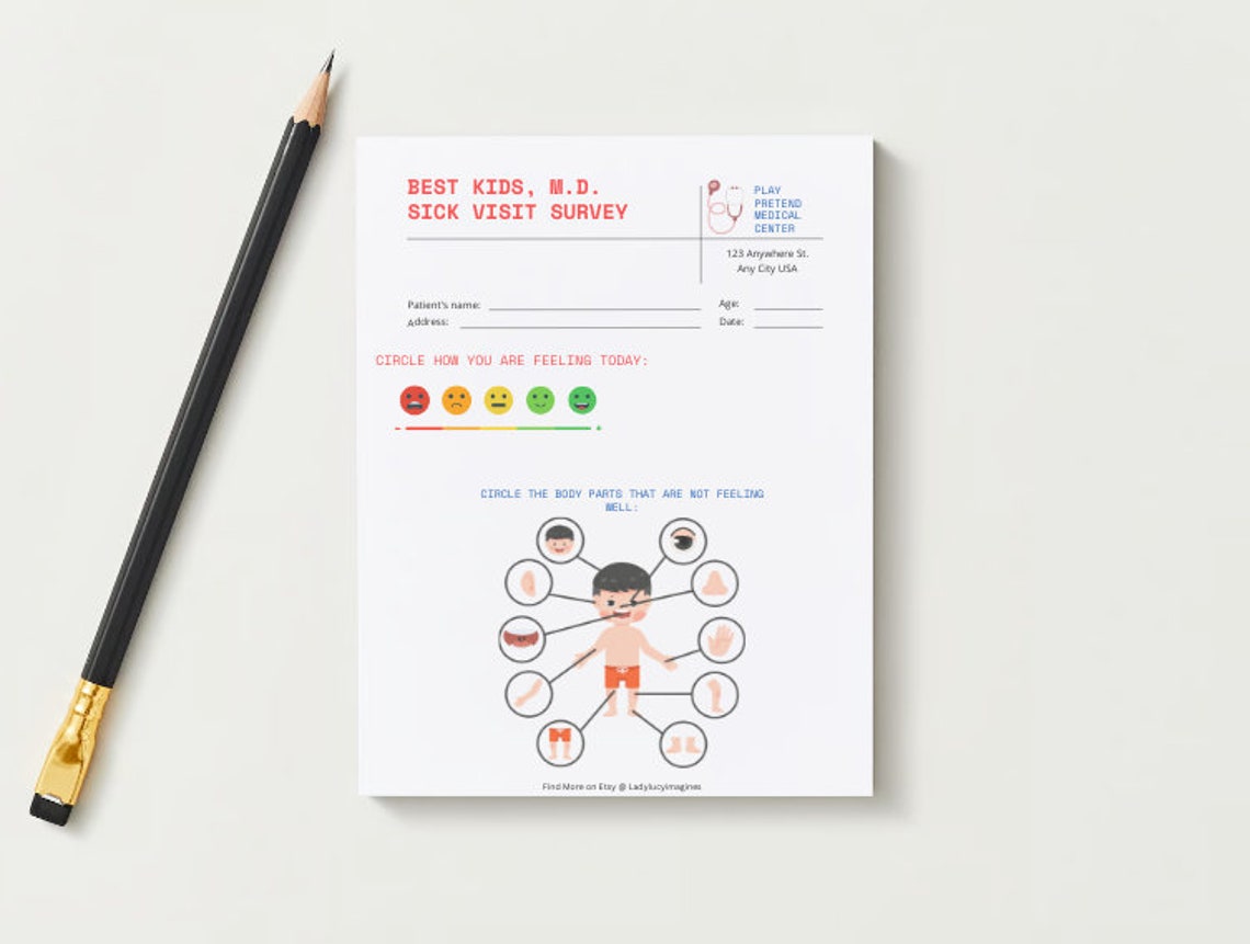 Doctors Office Pretend Play Printable Dramatic Play Worksheets - Etsy