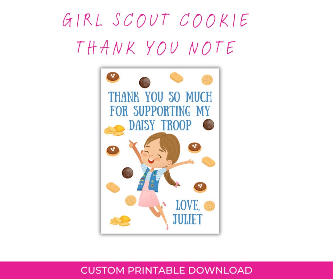 Girl Scout Cookie Thank You Note (daisy, Brownie Girl Scout) - Etsy