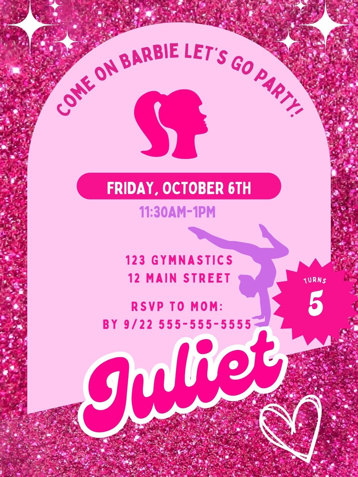 Gymnastics or Dancer Let’s Go Party Birthday Invitation - Etsy