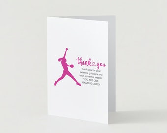 PRINTABLE Team Thank You Card for Softball Coach, Instant Download ...