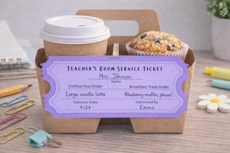 Teacher Room Service Ticket Printable | Teacher Appreciation| Coffee ...