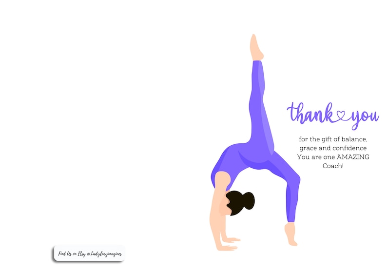 Gymnastics Coach Thank You Card- **instant Digital Download ** - Etsy