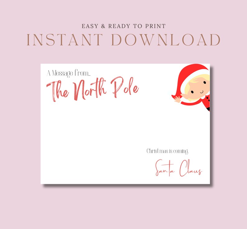 Letter From Santa / Elf Letter Printable - Etsy