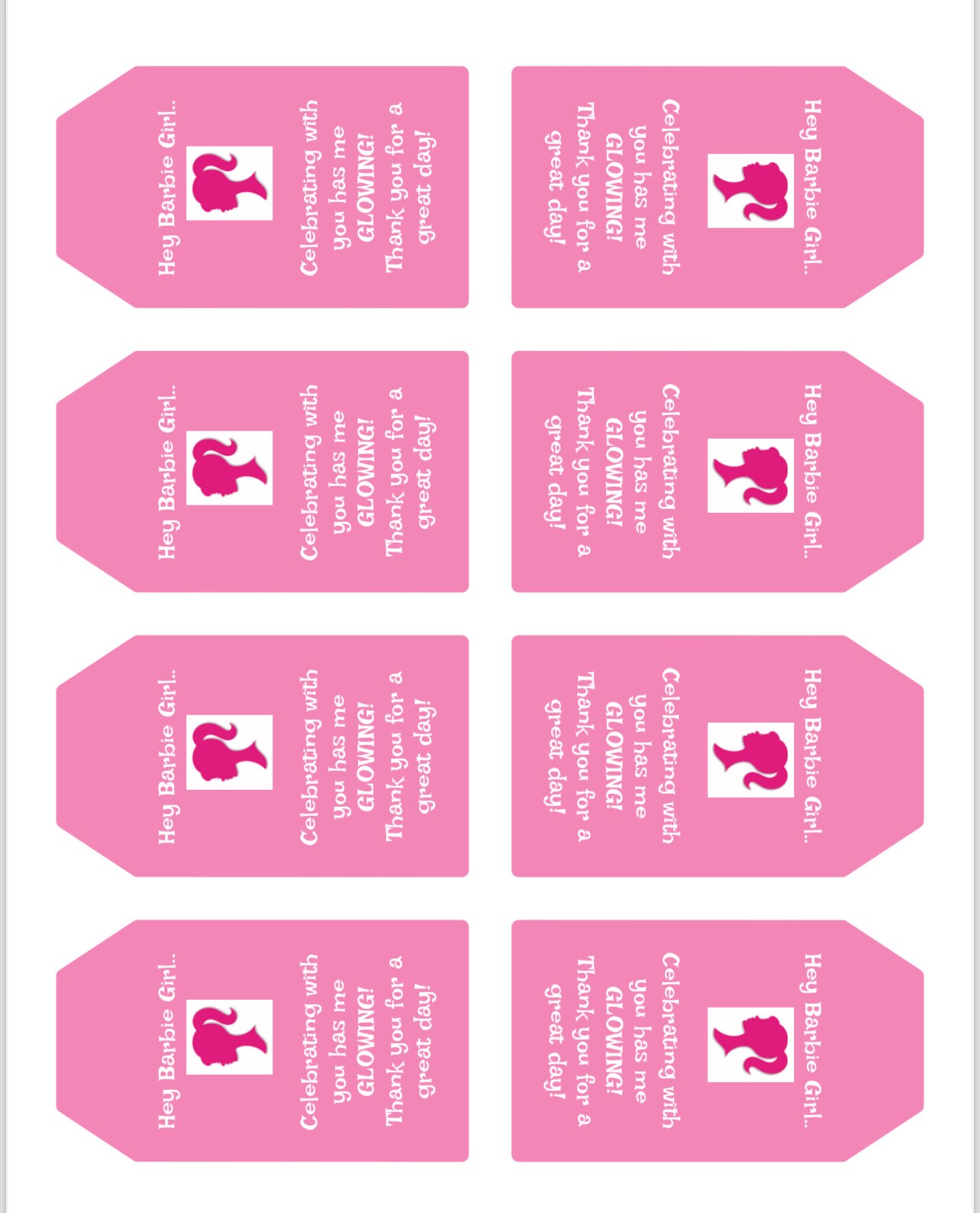 Doll Party Gift Tags for Favors - Etsy