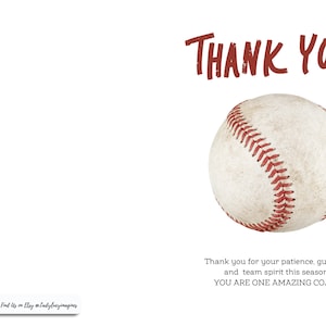 Baseball Coach Thank You Card- **instant Digital Download ** - Etsy