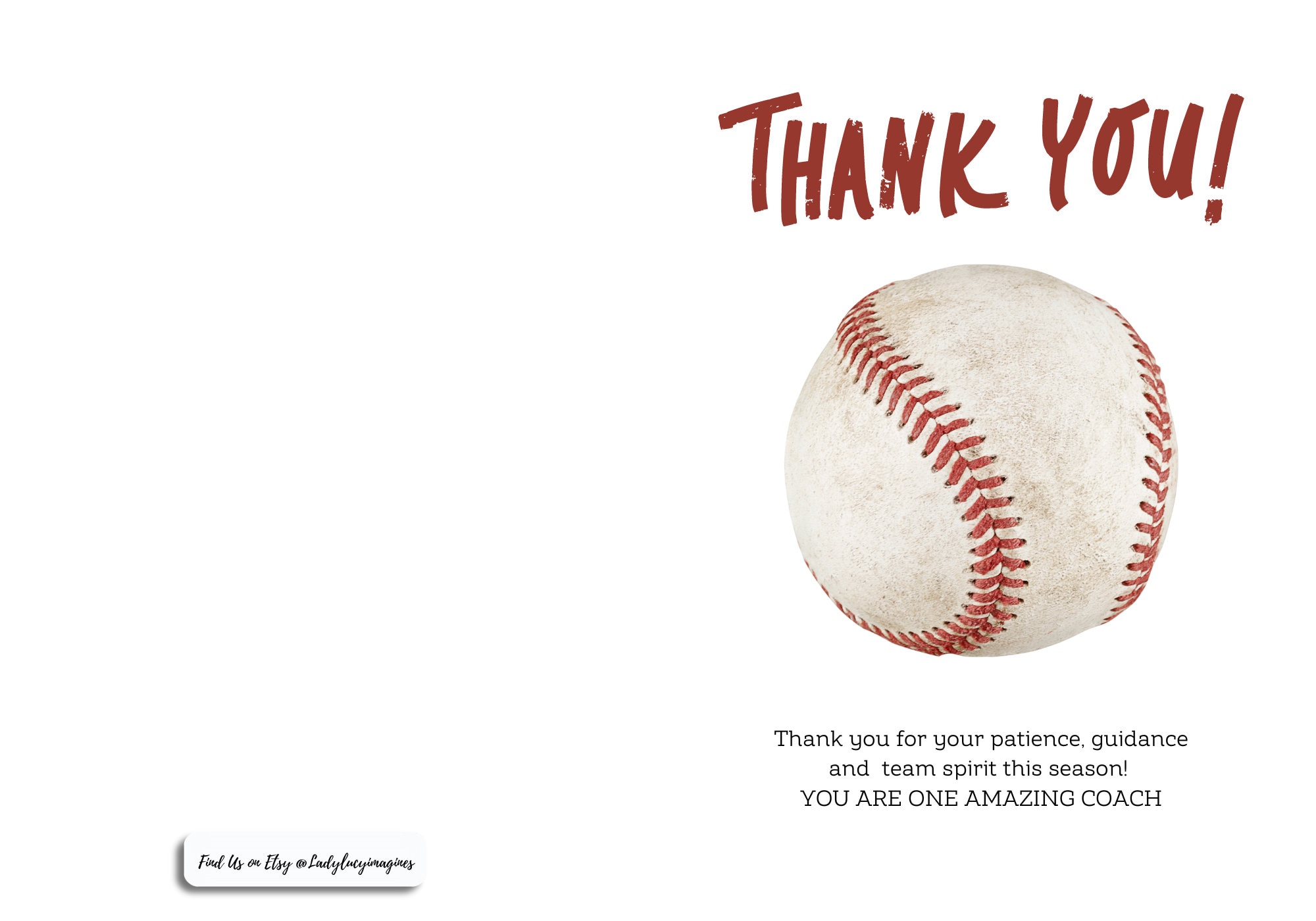 Baseball Coach Thank You Card- **instant Digital Download ** - Etsy