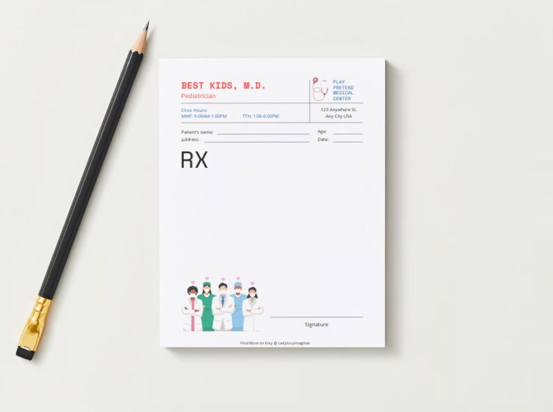 Doctors Office Pretend Play Printable- Dramatic Play Worksheets - Etsy