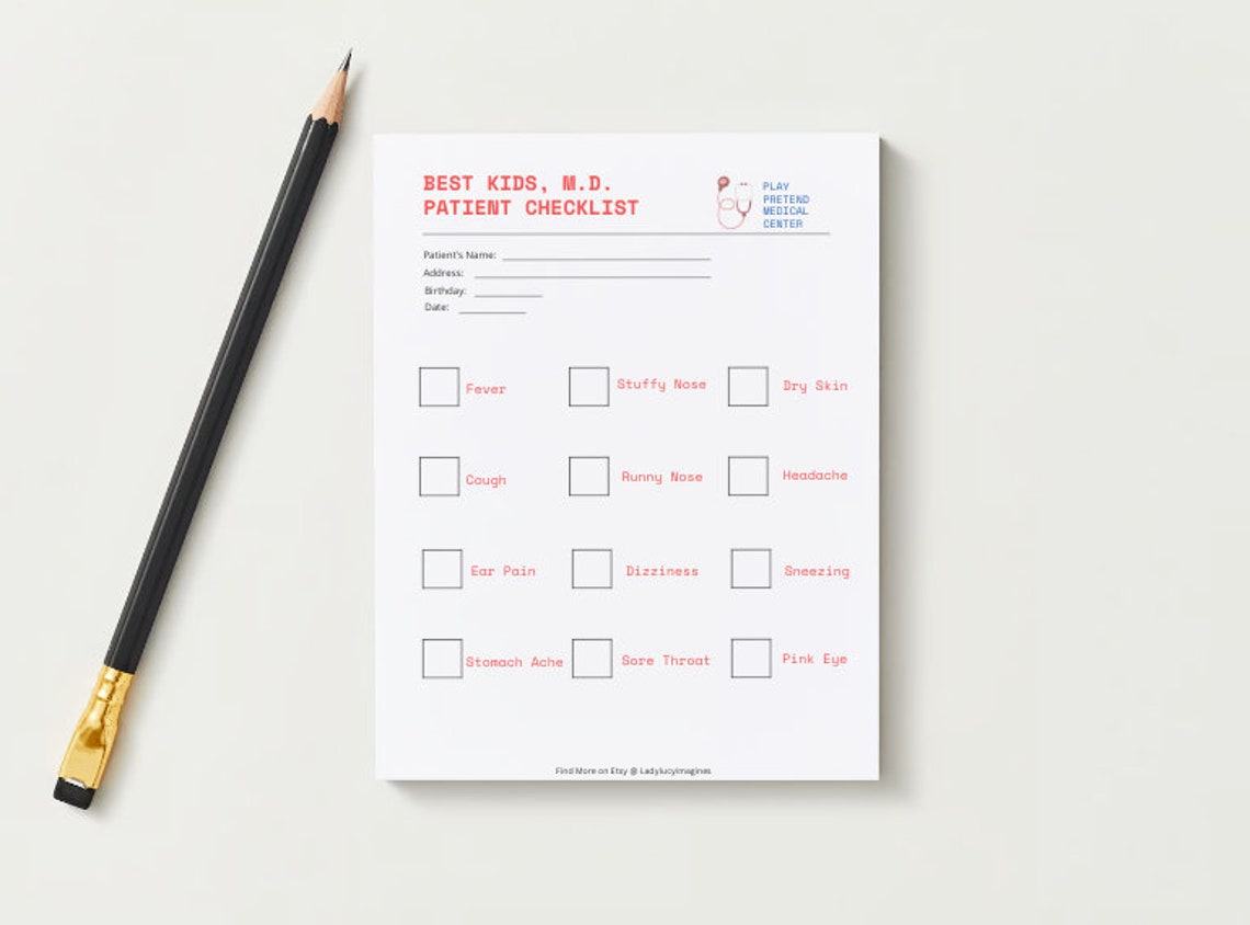 Doctors Office Pretend Play Printable Dramatic Play Worksheets - Etsy