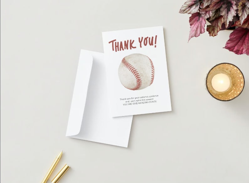 Baseball Coach Thank You Card- **instant Digital Download ** - Etsy