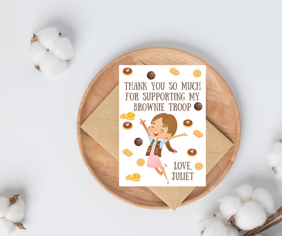 Girl Scout Cookie Thank You Note (daisy, Brownie Girl Scout) - Etsy